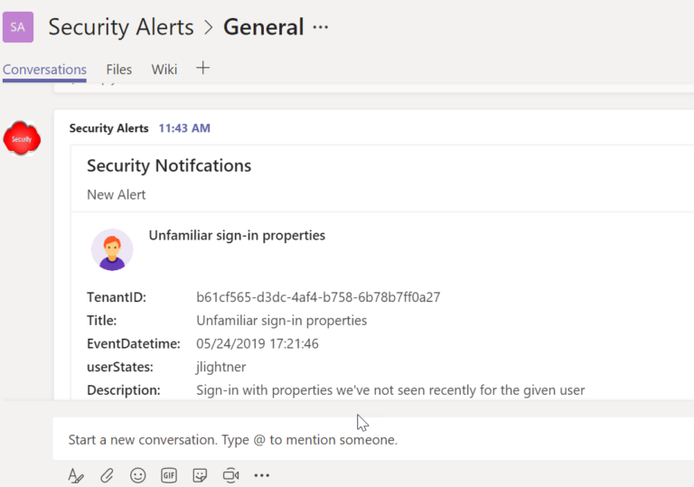 Getting Microsoft Security Alerts in Teams