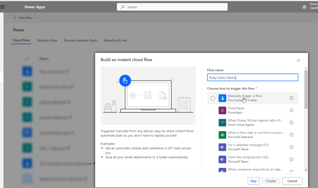 Creating Tickets for Azure AD Risky Users | Power Automate